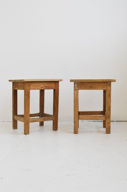 Pair of Vintage Rustic Wood Side Tables at 1stDibs