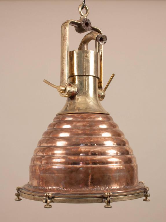 Pair of Large Copper and Brass "Beehive" Ship Deck Lights at 1stDibs