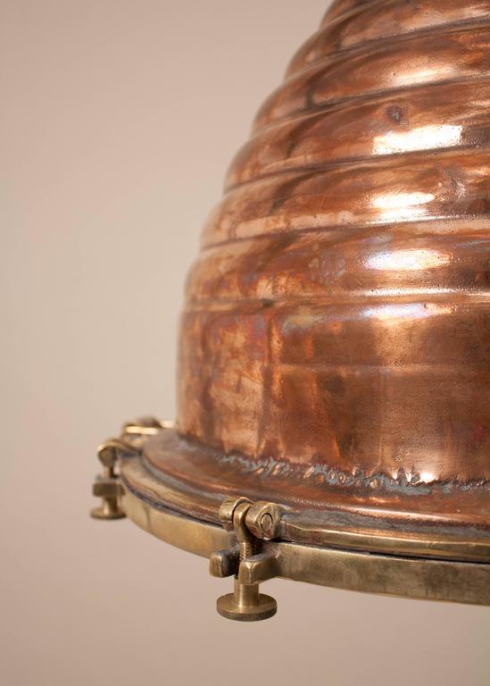 Pair Of Large Copper And Brass Beehive Ship Deck Lights At 1stdibs
