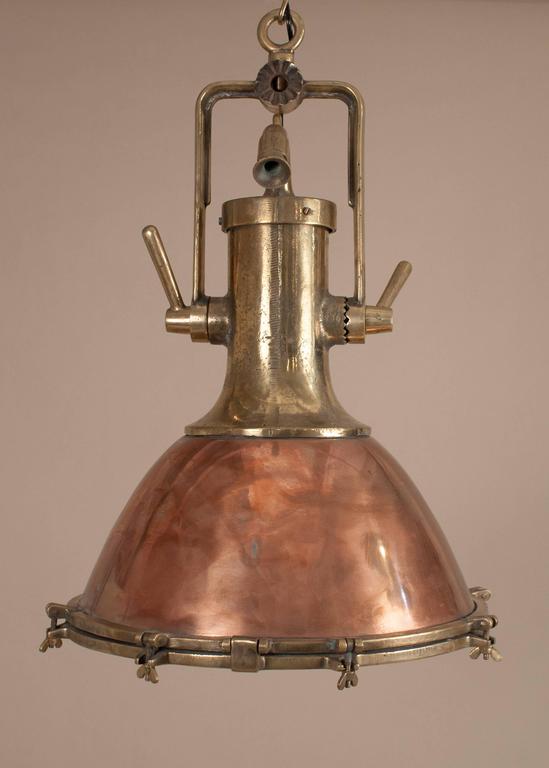 Pair of Mid-Century Copper and Brass Ship Deck Lights at 1stDibs