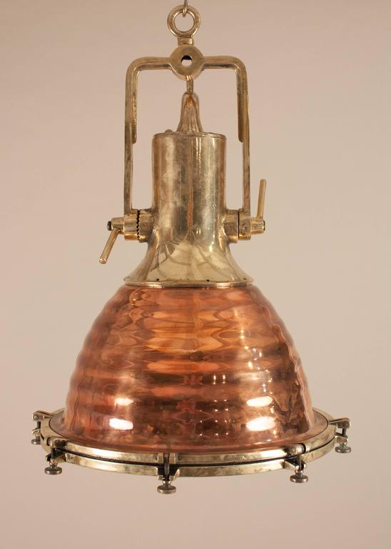Pair of Large Copper and Brass Nautical Ship Deck Lights at 1stDibs