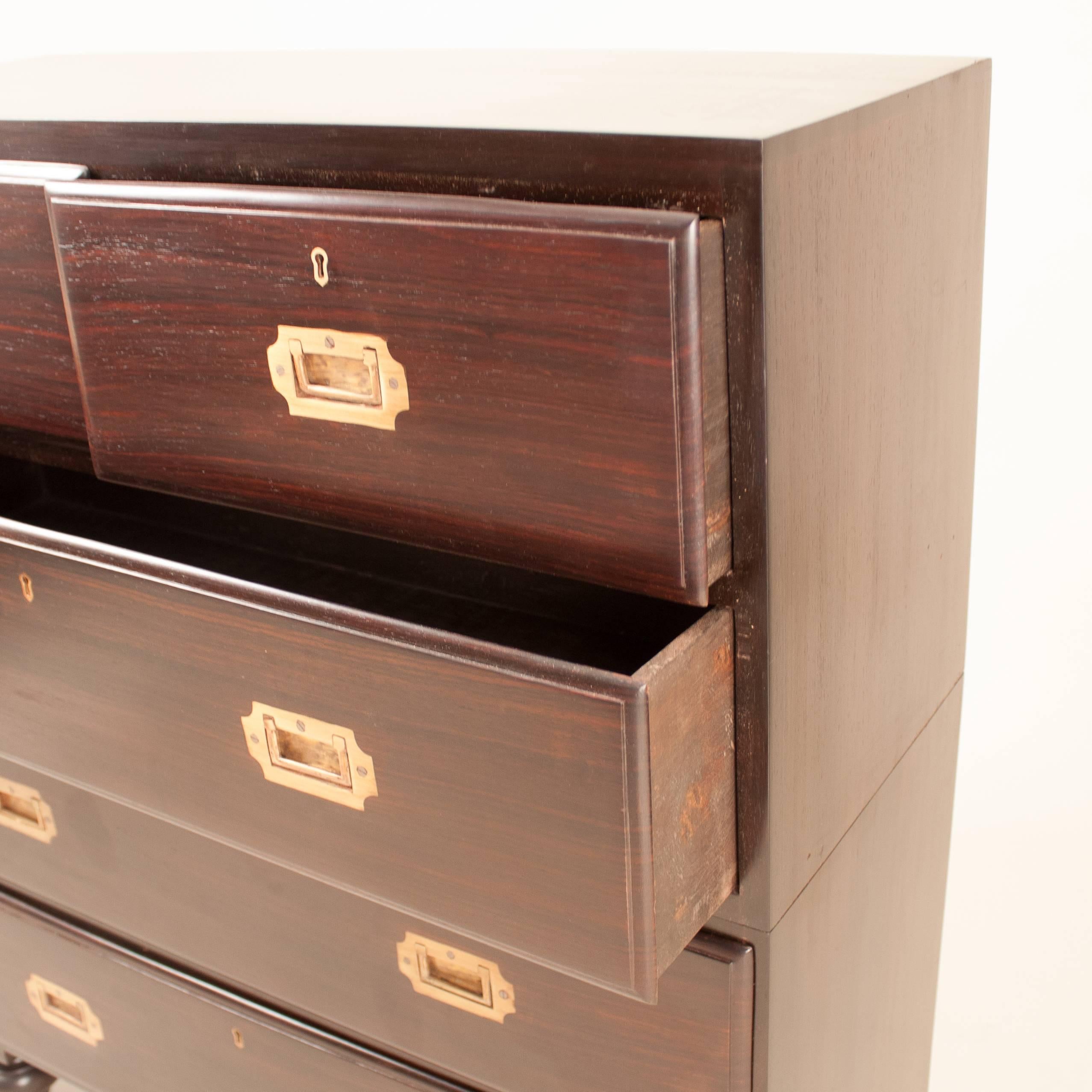 British Colonial Rosewood Campaign Chest of Drawers at 1stDibs ...
