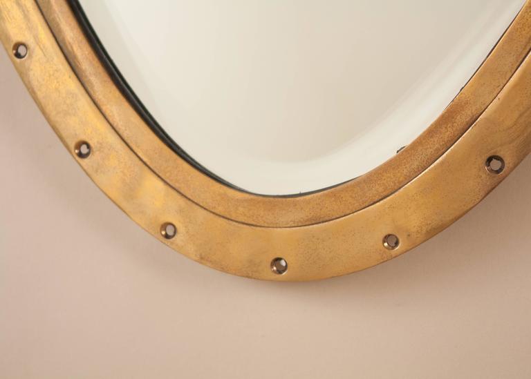 Mid-Century Brass Nautical Ship's Window Mirror at 1stDibs