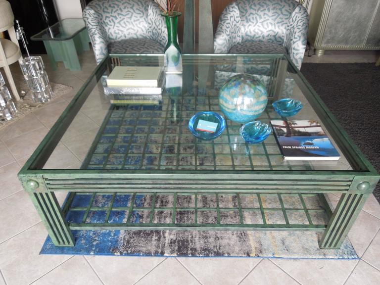 Postmodern Verdigris and Bronze Finish Spectacular Coffee Table by ...