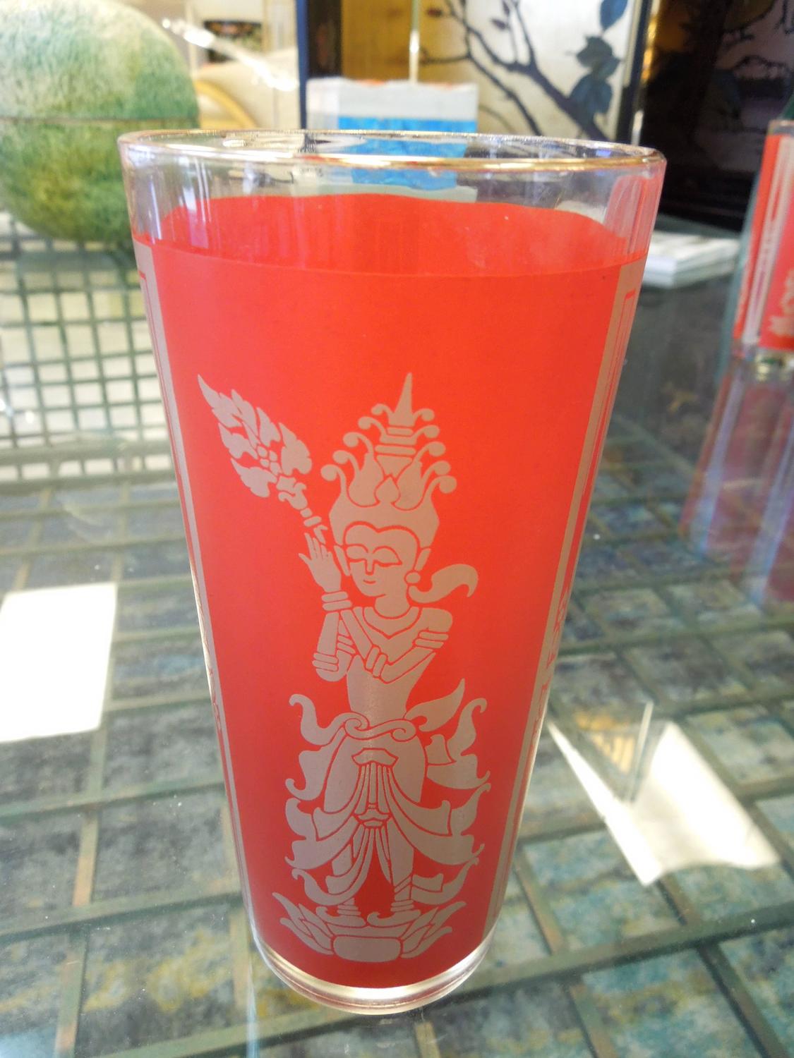 Set of 12 "Thai Princess" Mid-Century Cocktail Glasses For Sale at 1stdibs