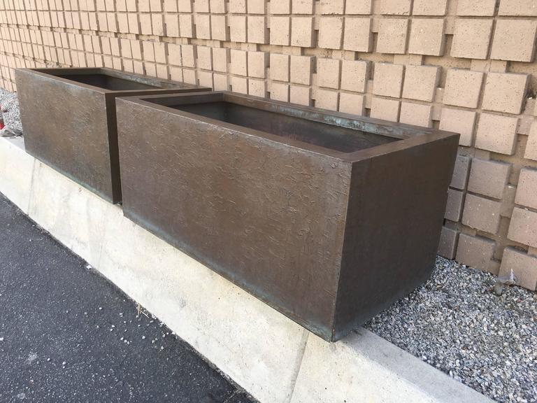 Pair of Large Rectangular Bronze Planters by Forms and Surfaces, 1970s ...