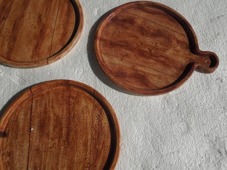 Set of Six Italian Ceramic Pizza Plates by Langbein For Sale at 1stDibs