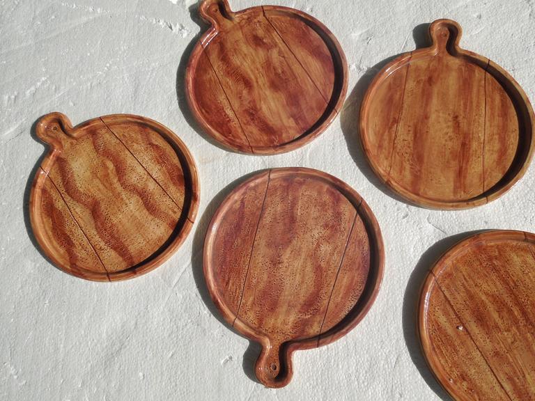 Set of Six Italian Ceramic Pizza Plates by Langbein For Sale at 1stDibs
