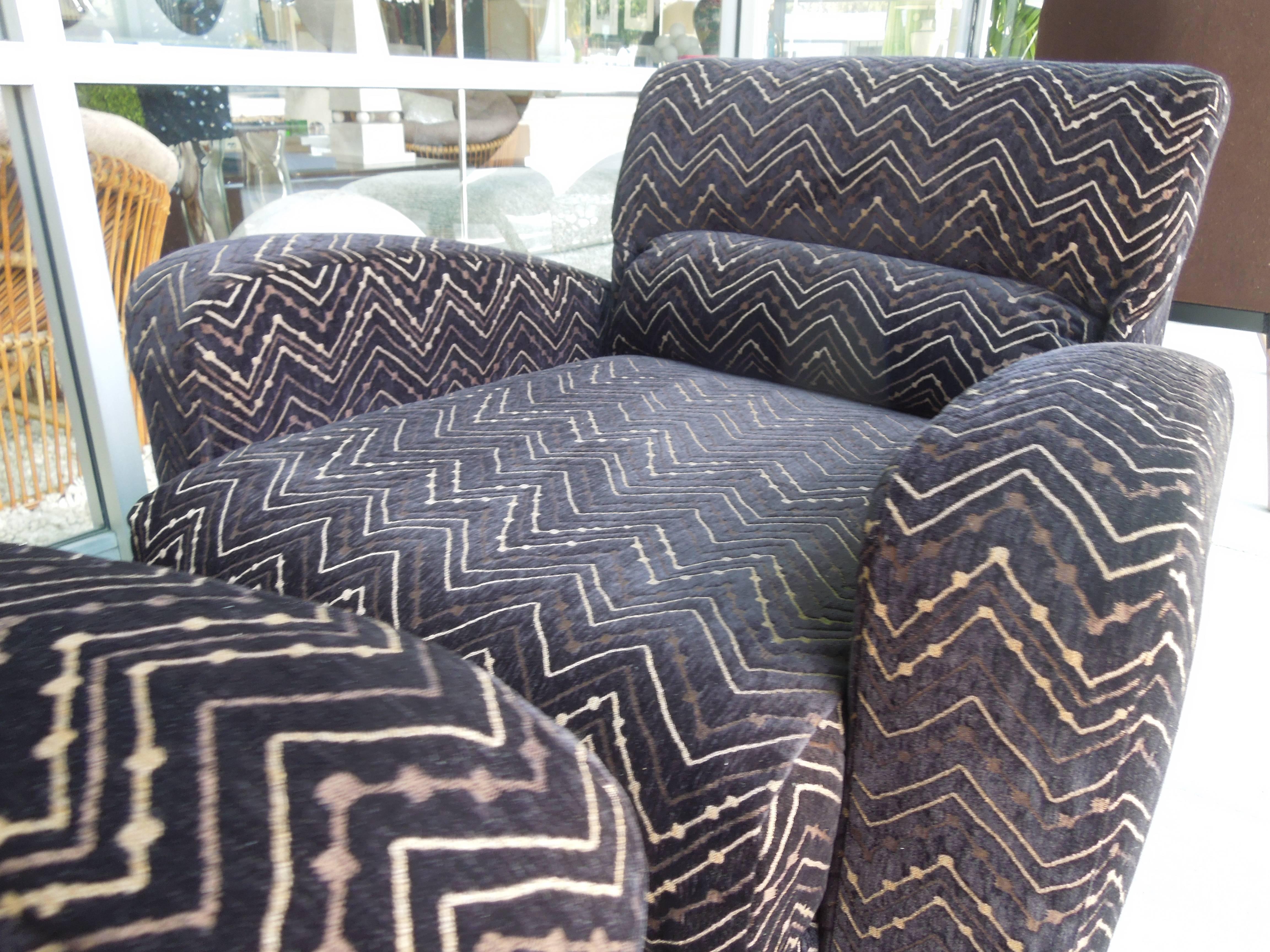 Pair of Iconic Jay Spectre Art Deco "Steamer" Chairs in Jazz Velvet at ...