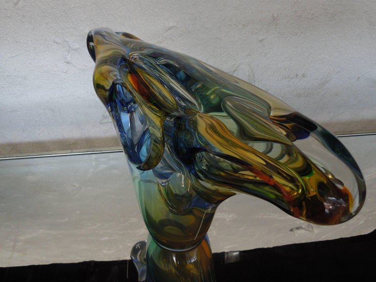 Multi-Color Polish Modern Art Crystal Glass Sculpture For Sale at 1stDibs