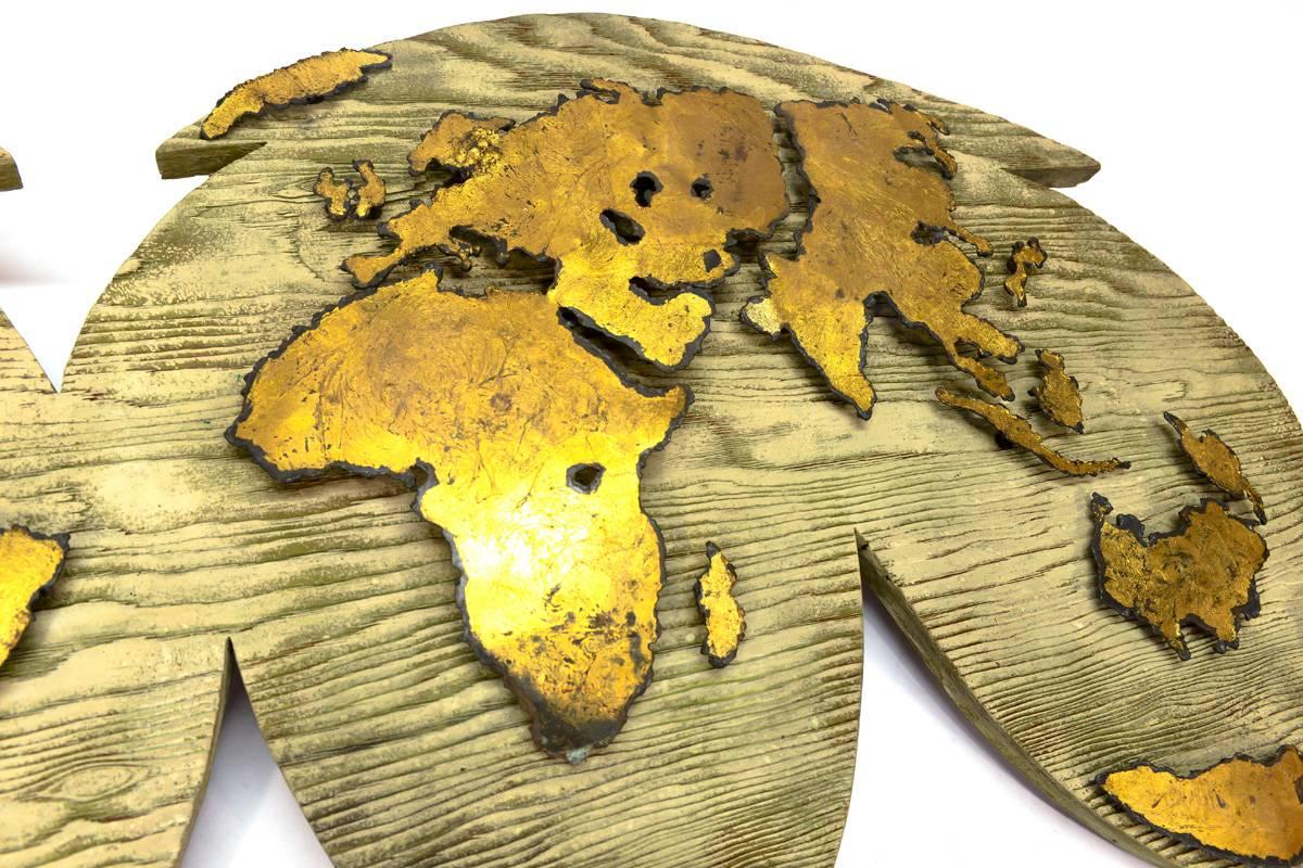 Brutalist World Map Art Piece at 1stDibs