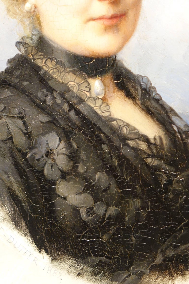 Portrait of Marie De Colbert, Oil on Mahogany Panel Signed Faivre ...