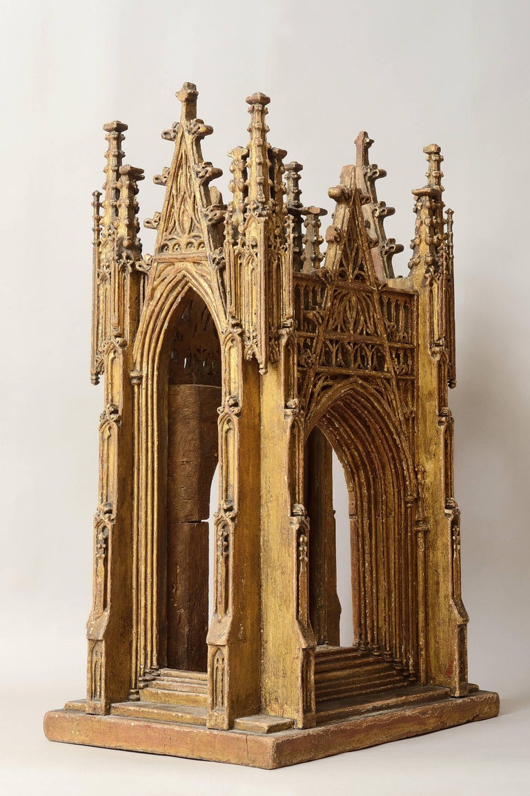 Gilded Wooden Reliquary in the Shape of a Gothic Cathedral, England ...