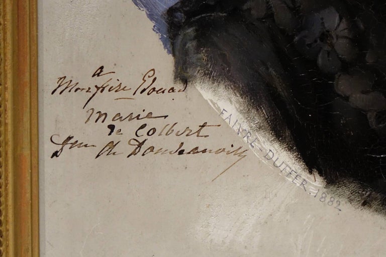 Portrait of Marie De Colbert, Oil on Mahogany Panel Signed Faivre ...