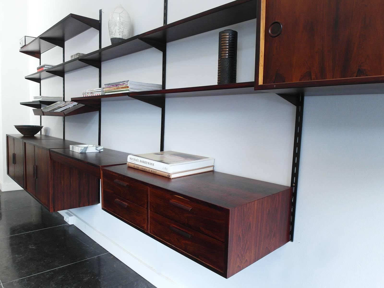 Danish Wall-Mounted Shelving Unit by Kai Kristiansen for FM Møbler in ...