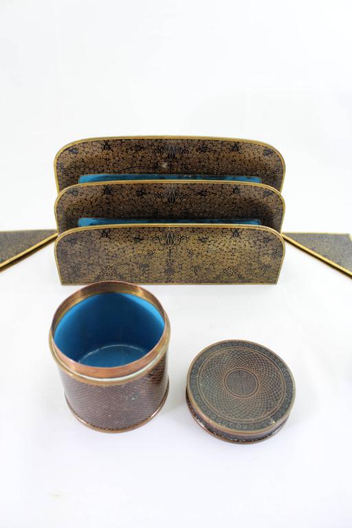 Chinese Cloisonné Ten-Piece Desk Set, circa 1900 at 1stDibs