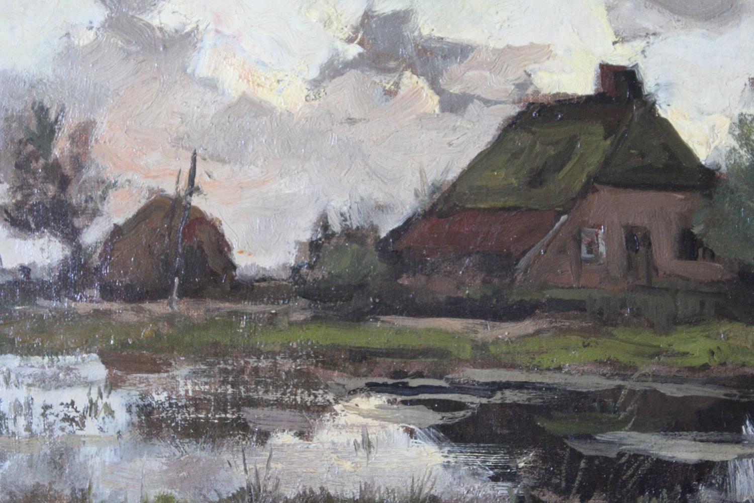 Theophile de Bock Farm House Landscape Oil Painting For Sale at 1stdibs