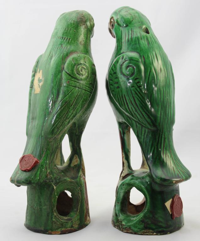 Qing Dynasty Pair of Glazed Terracotta Birds at 1stDibs