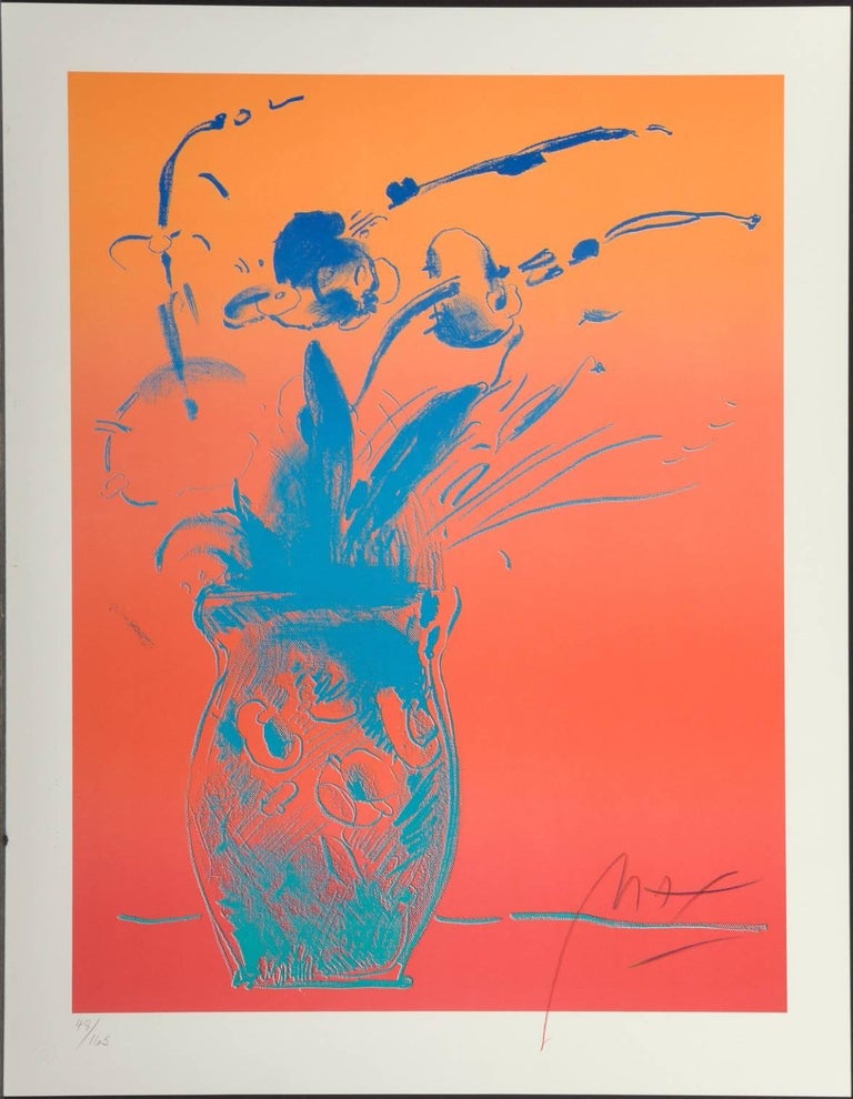 Peter Max Blue Vase Original Signed and Stamped Lithograph, 1981 For ...