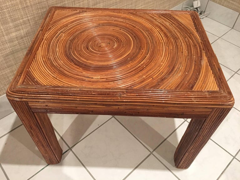 Pencil Reed Rattan End Side Table Vintage Tropical at 1stDibs | reed ...