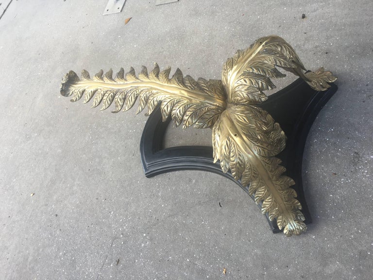 Vintage Brass Palm Tree Coffee Cocktail Table Tropical Palm Beach For ...