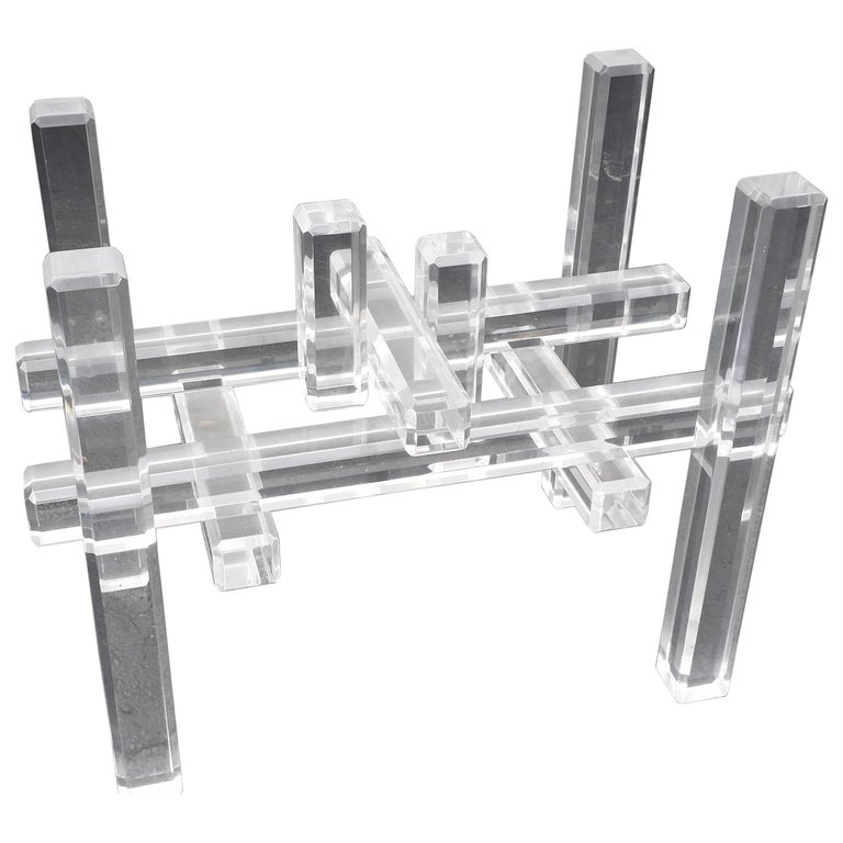 Vintage Lucite Skyscraper Column Geometric Dining Table or Desk Base at ...