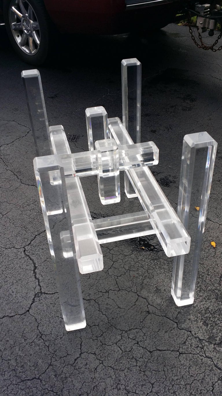 Vintage Lucite Skyscraper Column Geometric Dining Table or Desk Base at ...