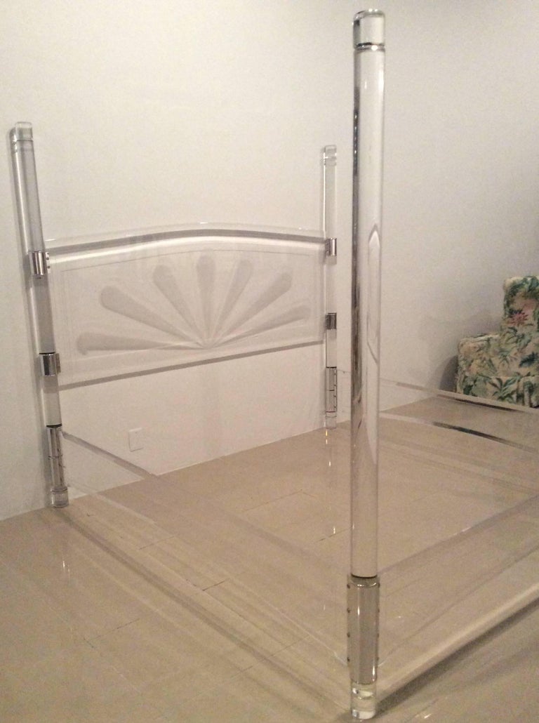 Lucite and Chrome Four Post Canopy Bed King Size Vintage Headboard ...