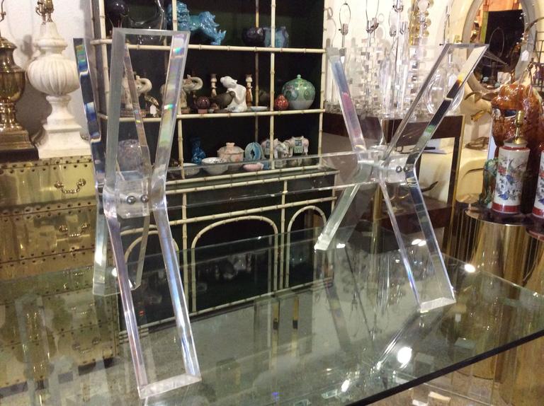 Pair Available Vintage Lucite X-Base Dining Table or Desk Base For Sale ...