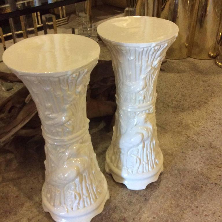Plant Stands Vintage Pair of White Ceramic Garden Birds Heron White ...