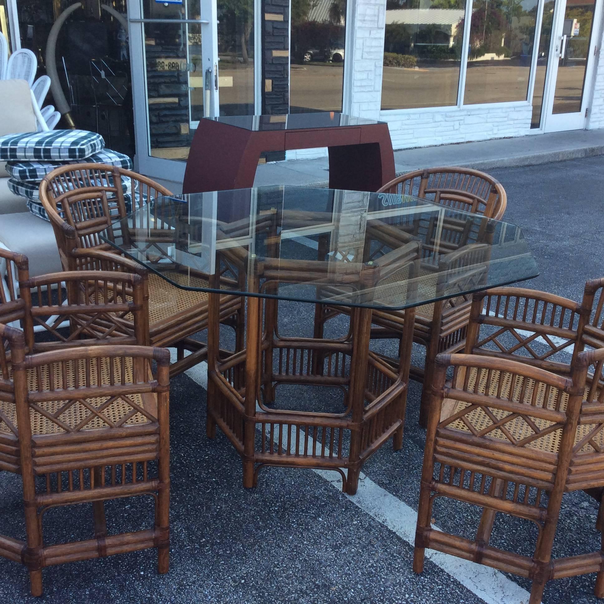 Brighton Style Rattan Dining Set Game Table Chinese Chippendale Four ...