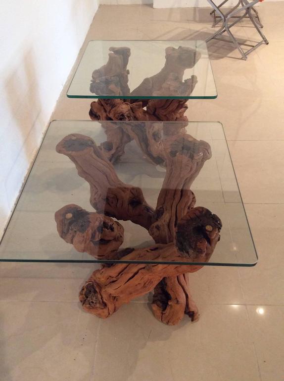 Driftwood Vintage Pair of Cypress Root End Side Tables Palm Beach Tree ...