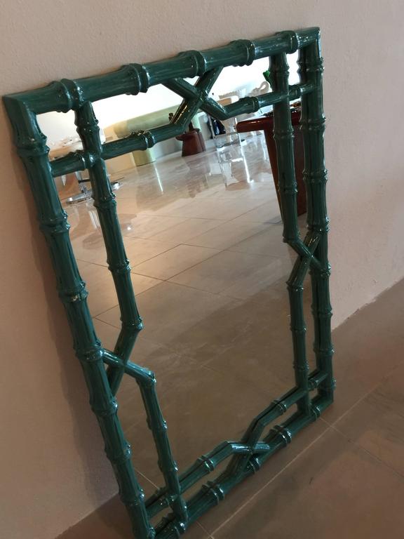 Faux Bamboo Wall Mirror Vintage Newly Lacquered Chinese Chippendale ...