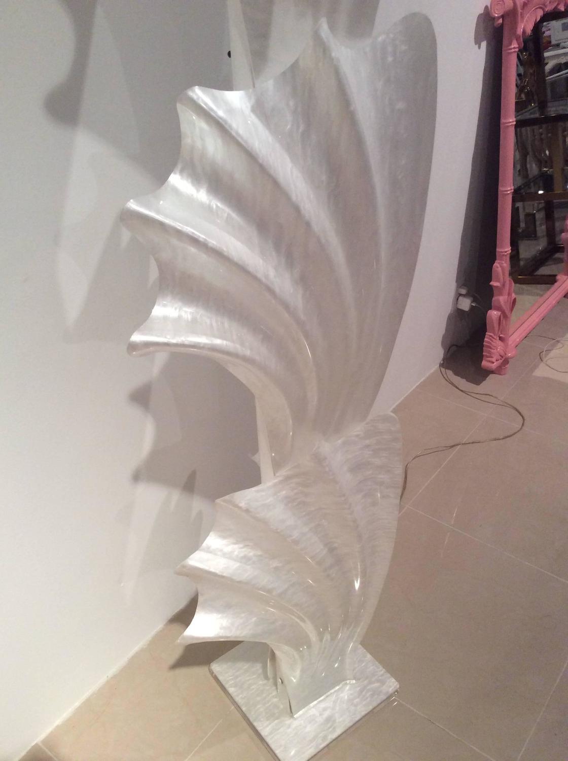 Rougier Seashell Shell Monumental Vintage Floor Lamp Feather Palm Beach ...