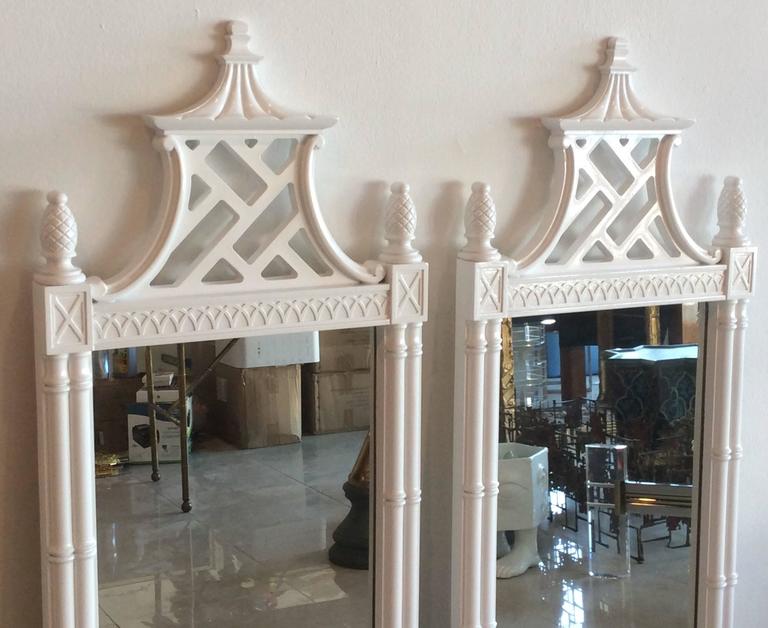 Pagoda Wall Mirrors Vintage Newly Lacquered Pair Faux Bamboo Chinese ...