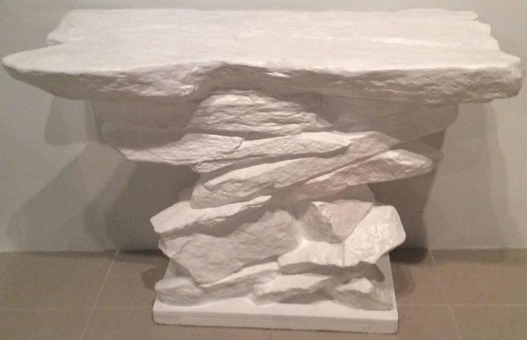 Vintage Sirmos Stacked Rock Stone Console Table Mid-Century Modern ...