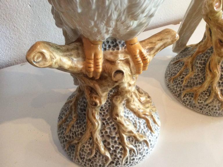 Pair of Vintage Italian Bird Cockatoo Statues Ceramic Hollywood Regency ...