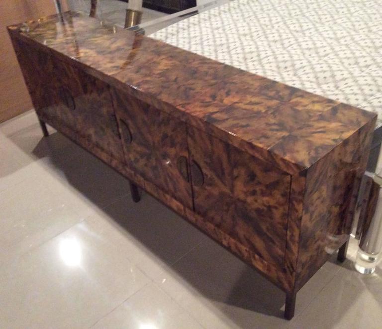 Credenza Buffet Dresser Brass Tortoise Shell Mid-Century Modern ...