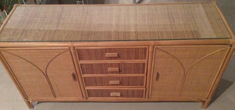 Rattan Sideboard Wicker Vintage Credenza Buffet Dresser Palm Beach ...
