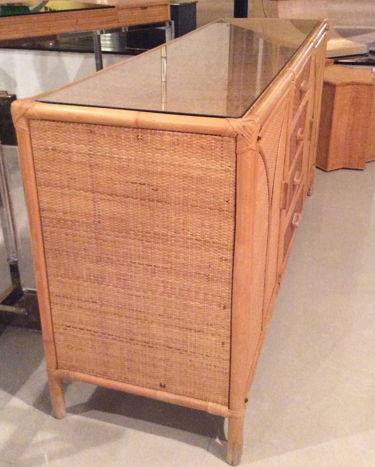 Rattan Sideboard Wicker Vintage Credenza Buffet Dresser Palm Beach ...