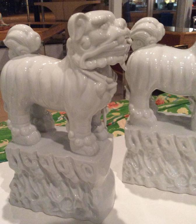 Foo Dogs Pair White Chine De Blanc Italian Hollywood Regency Vintage ...