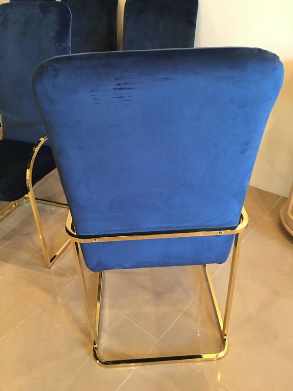 Set Of 12 Brass Dia Dining Arm Chairs Navy Velvet Design Institute Of