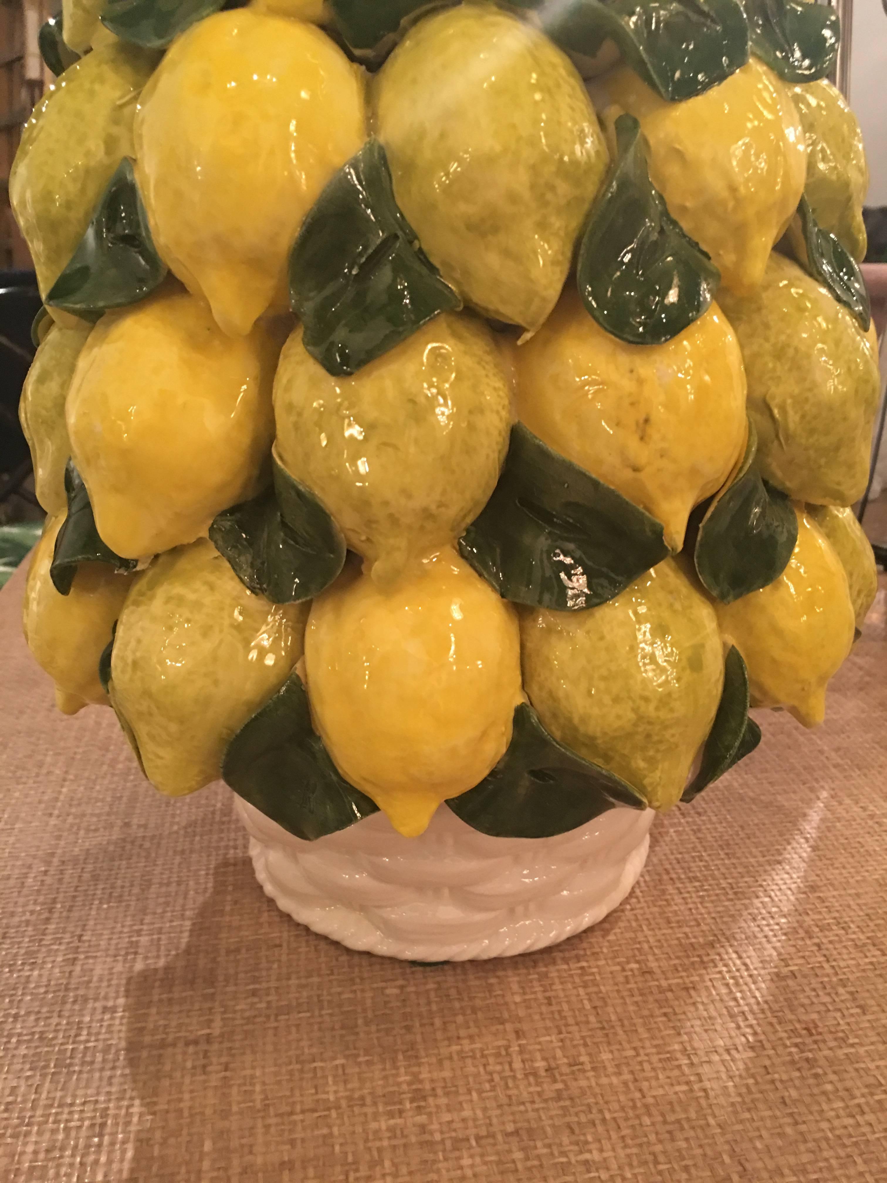 Large Vintage Lemon Tree Centerpiece Italy Italian Ceramic Hollywood ...
