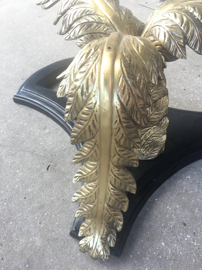 Vintage Brass Palm Tree Coffee Cocktail Table Tropical Palm Beach For ...