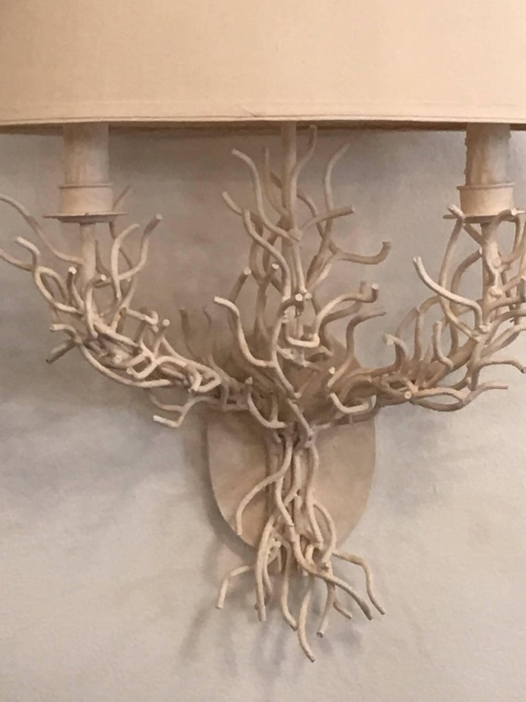 Pair of Metal Coral Wall Light Sconces Palm Beach Oversized at 1stDibs