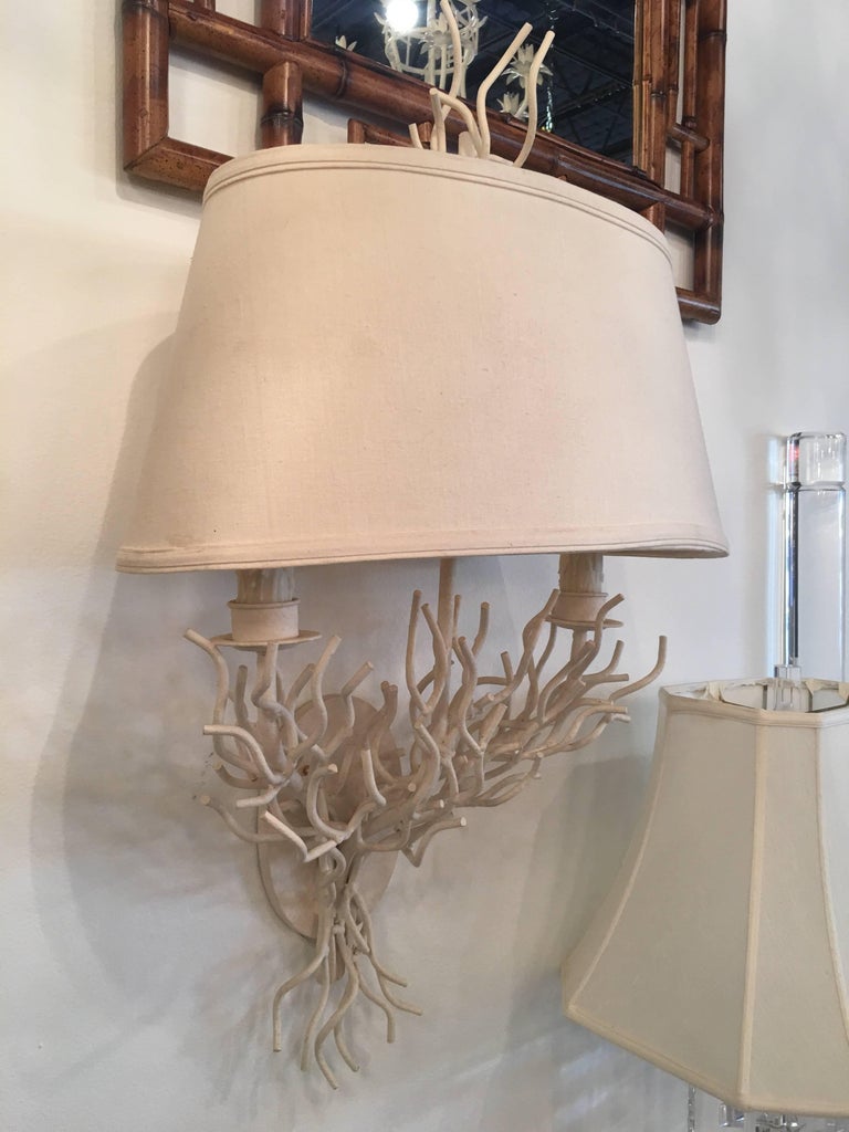 Pair of Metal Coral Wall Light Sconces Palm Beach Oversized at 1stDibs