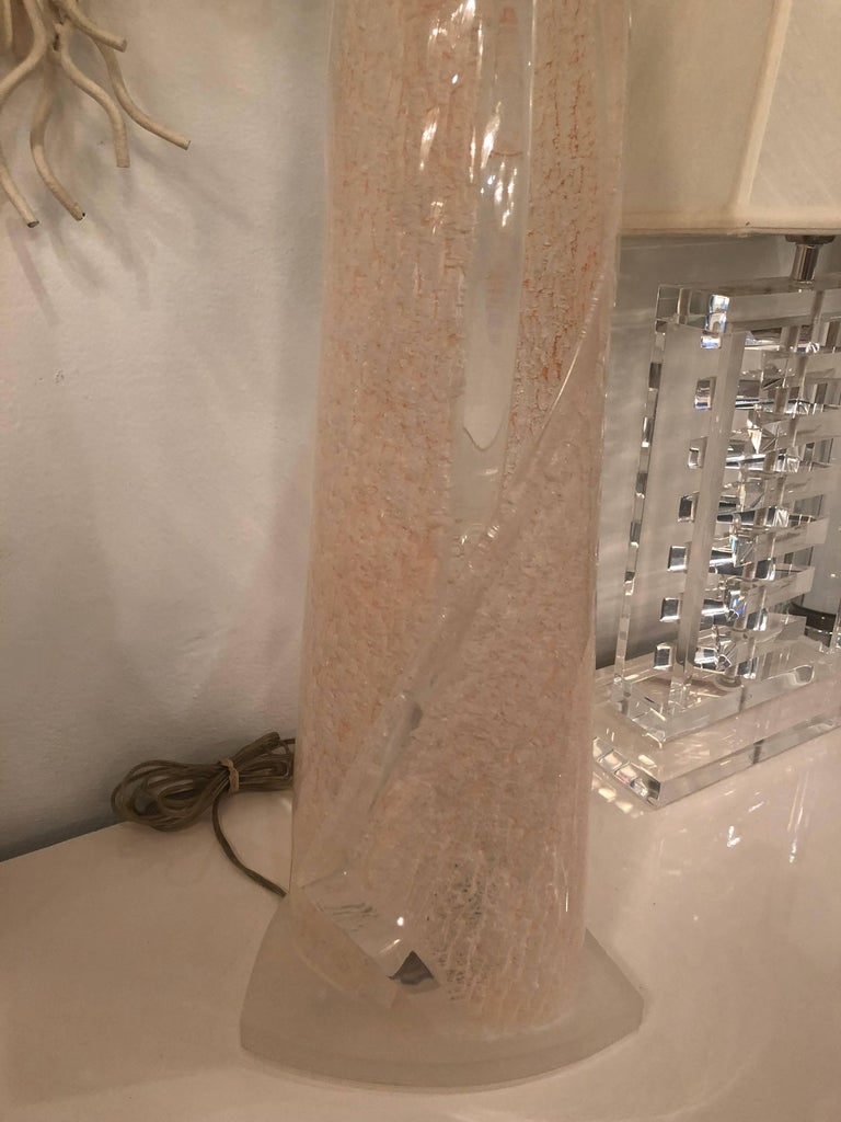 Pink Lucite Vintage Table Lamp Hollywood Regency For Sale at 1stDibs