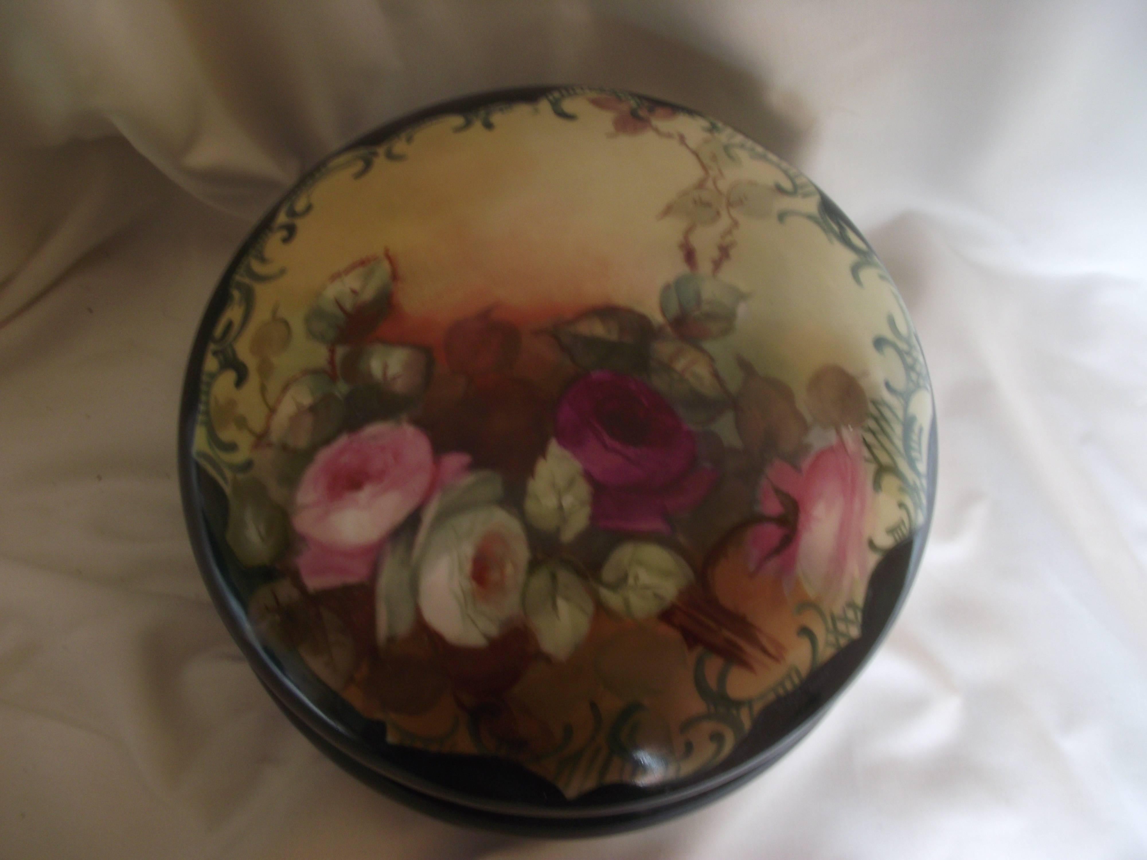 Tressmann and Vogt Limoge Box, Large Deep Green Hand-Painted Limoge Box ...