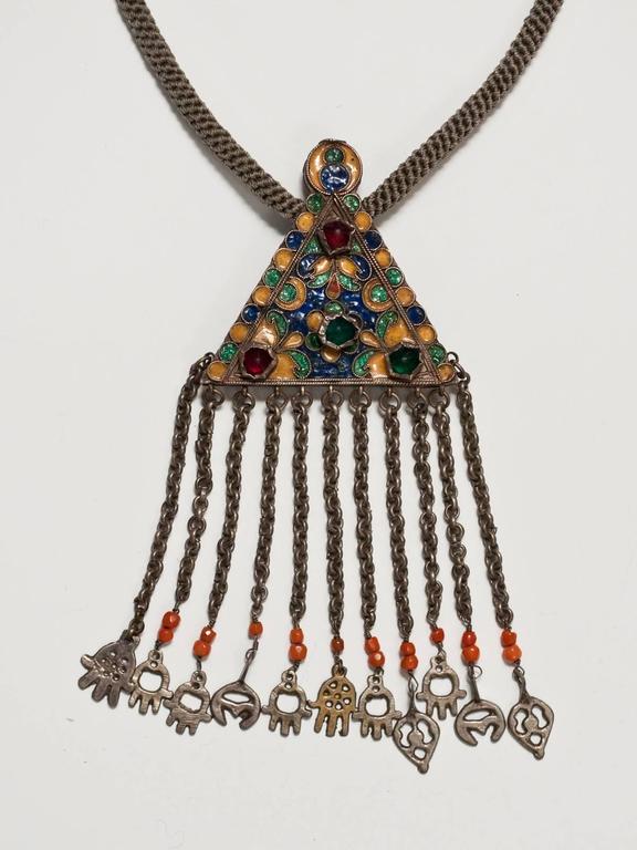 Early 20th Century Enamel and Silver Necklace, Djerba Island, Tunisia ...
