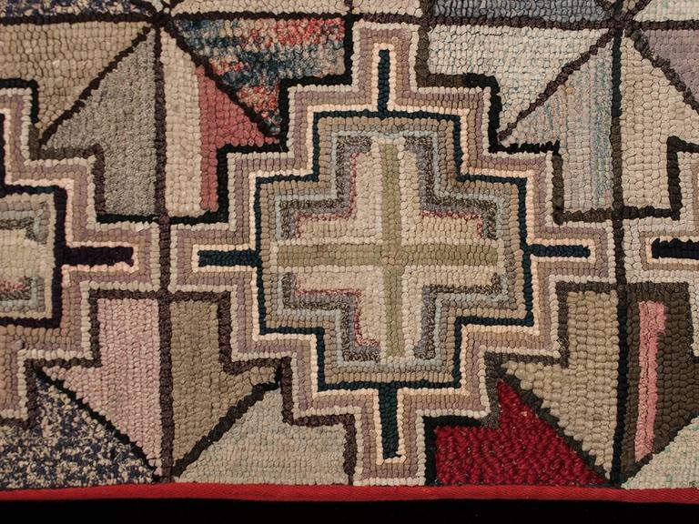 Early 20th Century Graphic American Primitive Folk Art Hooked Rug at ...